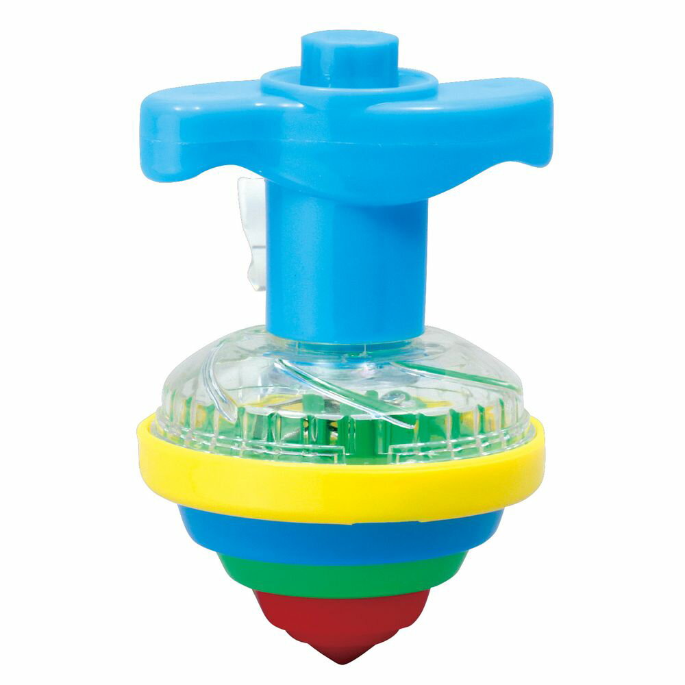 ねじっておすとスピンして光るかんたんにまわせる楽しいコマ！まわすと光る！とってもカラフル！【詳細】商品サイズ：φ60×95mm材質：PP[ おもちゃ 一般玩具 室内あそび ]