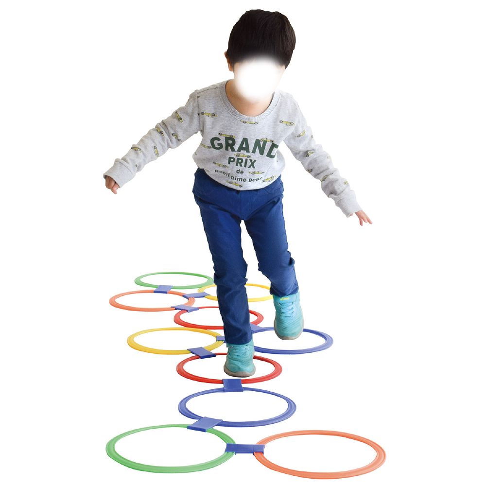 好きなコースをつくってケンケンパをしよう！リングをつなぐジョイントパーツ付！【詳細】セット内容：リング×10、ジョイントパーツ×10商品サイズ：輪：φ280mm材質：PE[ おもちゃ 一般玩具 スポーツ玩具 ]