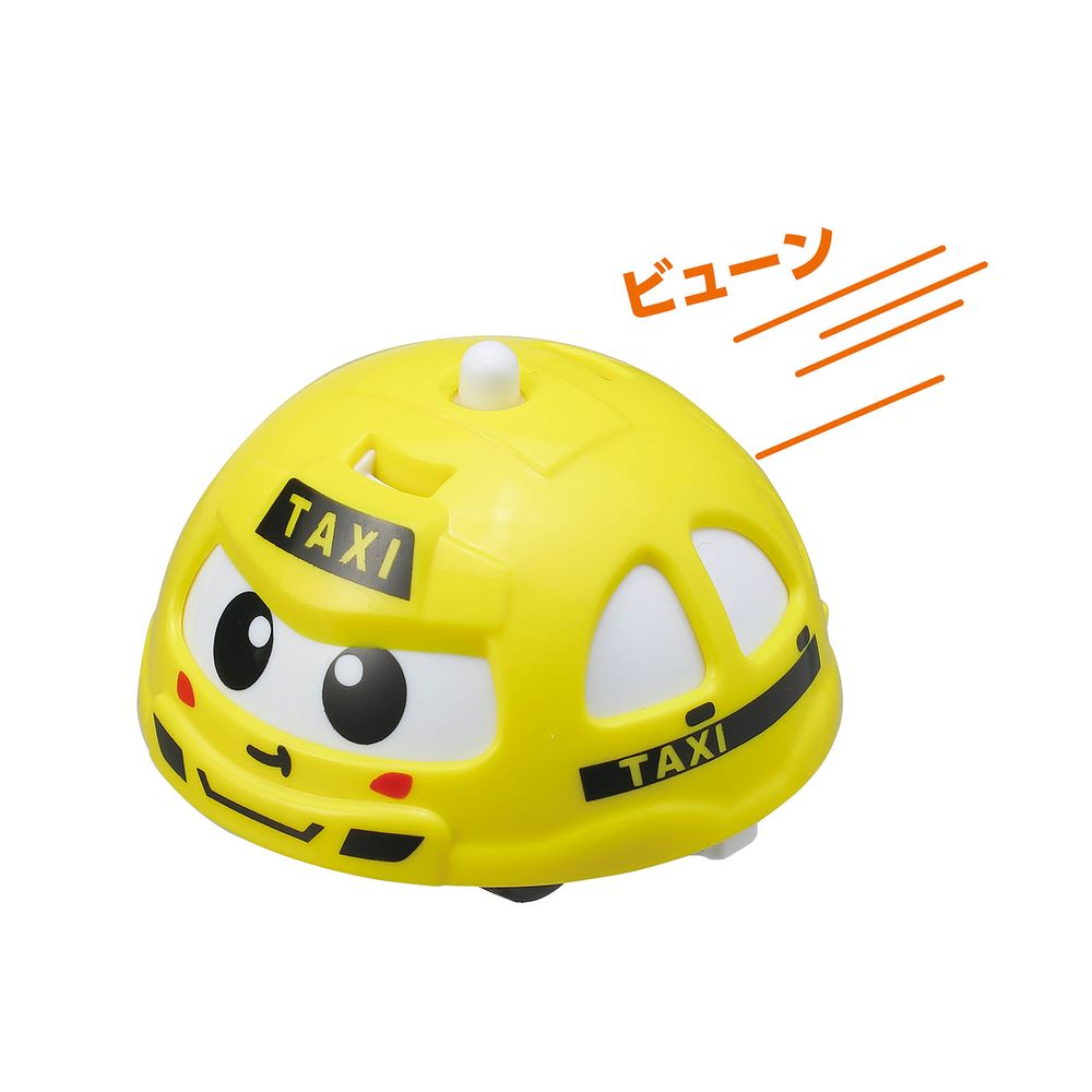 ぐるぐるまわってぐんぐん走る！タクシー柄が新登場！タイヤをまわして裏返すとぐるぐるまわる。タイヤをまわして手をはなすとぐんぐん走る。【詳細】セット内容：本体×1商品サイズ：55×45×30mm材質：ABS、TPR[ おもちゃ 一般玩具 室内...