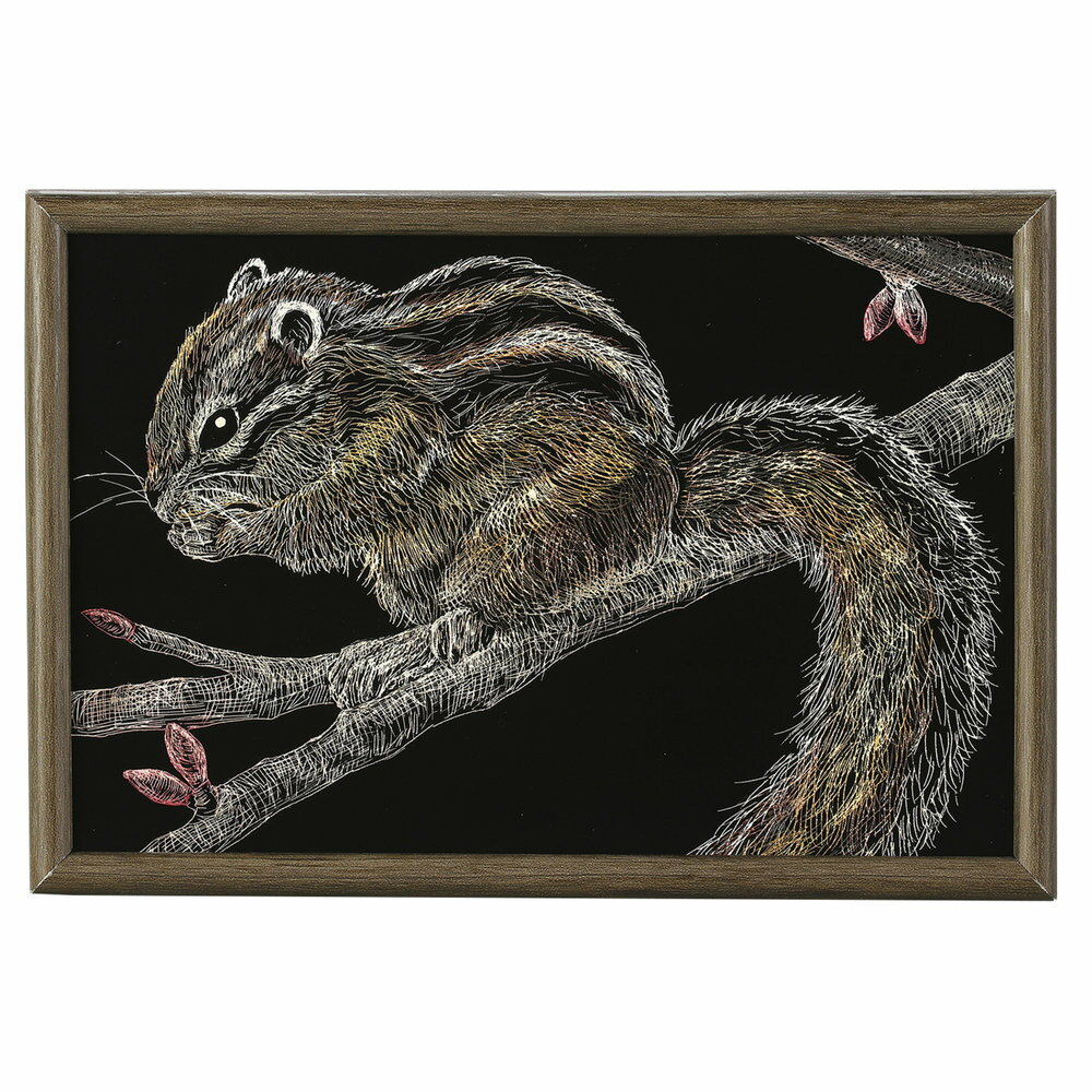 削った部分を好きな色に着色してカラフルな作品を作ろう！削った部分に水彩絵具やポスターカラーで彩色ができます。完成後すぐに飾れるウッドフレームが付属しています。※画像には制作例が含まれています。【詳細】セット内容：スクラッチボード100×15...