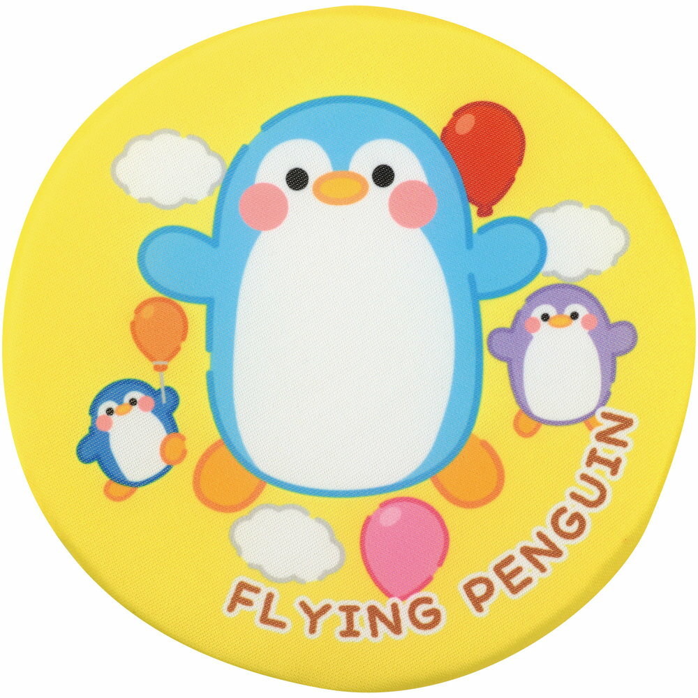 ふわふわ素材で安心！かわいいペンギンのフライングディスク！やわらかくて軽い素材を使用した、かわいいペンギンデザインのフライングディスクです。ふわふわ素材で、顔に当たっても痛くないので安心。小さなお子さまでも安全に楽しめる設計で、投げたりキャ...