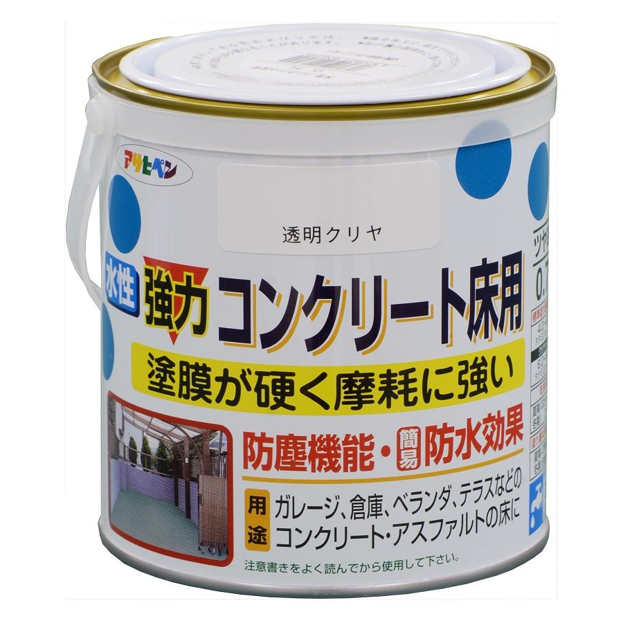 【特長】●ベランダやガレージのコンクリート床などに手軽に塗れる水性塗料で、乾燥がはやく、美しいツヤに仕上がります。●特殊アクリルエマルションを主成分としているので耐磨耗性・耐ガソリン性・耐水性など耐久性に優れています。●安全で、取り扱いが簡...