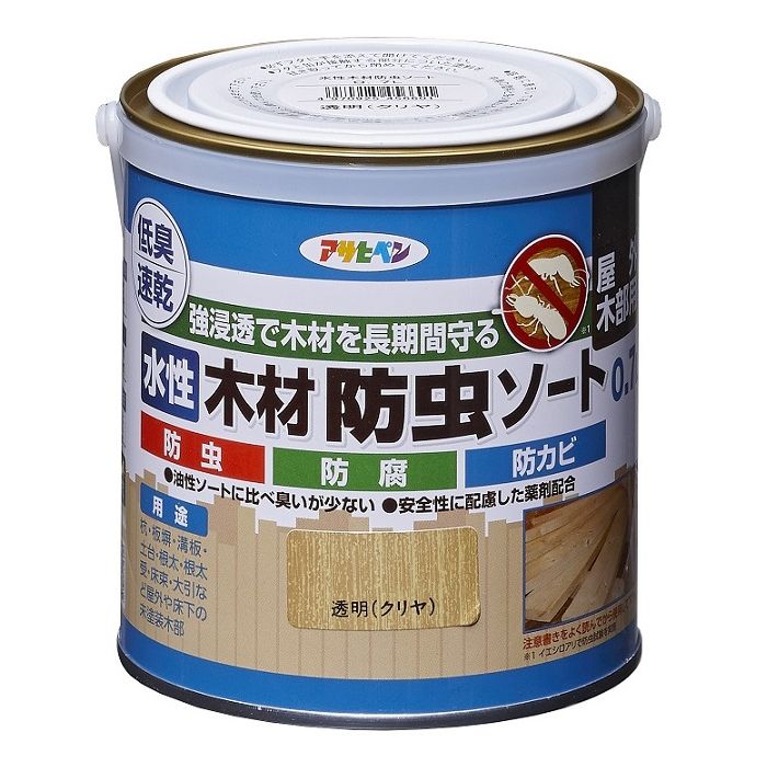 【特徴】強浸透で木材を長期間守る●安全性に配慮した薬剤を配合した屋外木部専用防虫・防腐処理剤●浸透性に優れ長期間木材を保護●水性なので取扱いが簡単・低臭【用途】適した場所/屋内外区分：屋外用●杭、板塀、溝板などの屋外未塗装木部の防虫・防腐●...