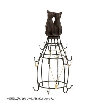 ねこのデザインがかわいいネックレスホルダーです。サイズ：W160×H325×D150mm個装サイズ：16.0×24.1×17.0cm重量：個装重量：440g素材・材質：レジン・鉄仕様：組立式生産国：中国