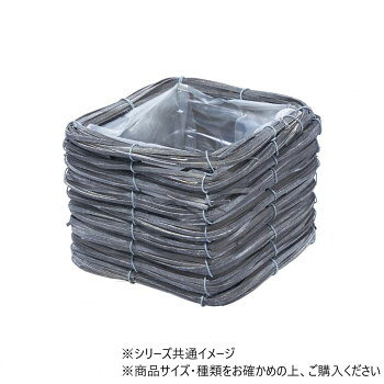 MH正方形グレイのフラワーバスケットです。サイズ：W14.5×D14.5×H11.5cm個装サイズ：25×25×25cm重量：個装重量：500g生産国：中国
