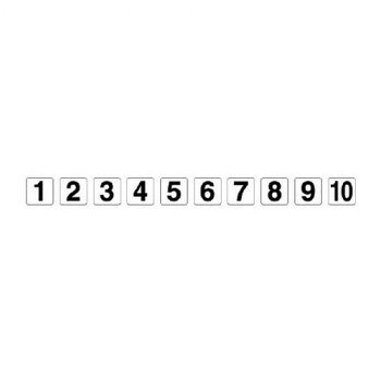 番号表示ステッカーです。サイズ：50×50mm個装サイズ：6.2×6.1×0.3cm重量：個装重量：1g素材・材質：ポリプロピレン仕様：粘着シール生産国：日本
