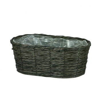 ポリエチレン製テープをねじって編んだバスケット。天然素材のような雰囲気もありながら、耐水性も持ちあわせています。※水濡れや強く擦れた場合など、色落ちや色移りすることがあります。サイズ：D4号W:29×17.5×12.5cm、個装サイズ：30...
