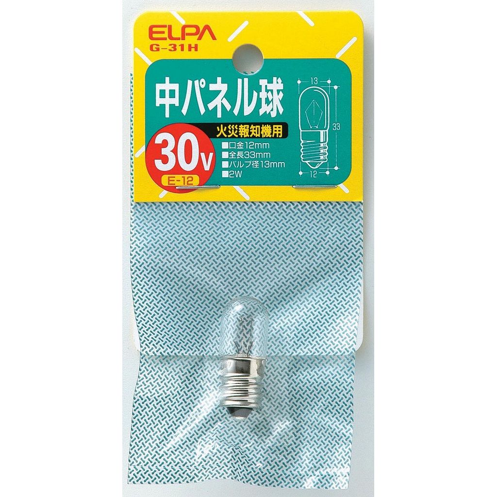 ●火災報知器用●主に防災設備としての火災報知機に使用されます。■定格：　・電圧　30V　・消費電力 2W　・寿命：約3,000時間■本体サイズ：　・全長：33mm　・バルブ径：13mm　・口金：E12■入数：1個■カラー：クリア