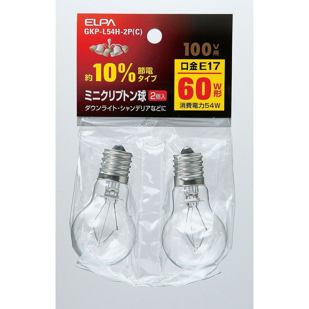 ●60W形約10％節電タイプ●アルゴンガスよりも熱伝導率の低いクリプトンガスの封入で長寿命を実現した電球です。外径のコンパクト化によってスポットライト、ダウンライトなど幅広く使用できます。■定格電圧：100V■定格消費電力：54W■定格寿命...