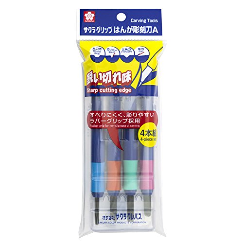 ●入数:4本組●【セット内容】丸刀大・切り出し・三角刀・平刀●【材質】刃:鋼/グリップ:エラストマー/軸:PP/ケース:PVC●重量:80g●ラバーグリップ採用セット内容：丸刀大、切り出し、三角刀、平刀。4本組