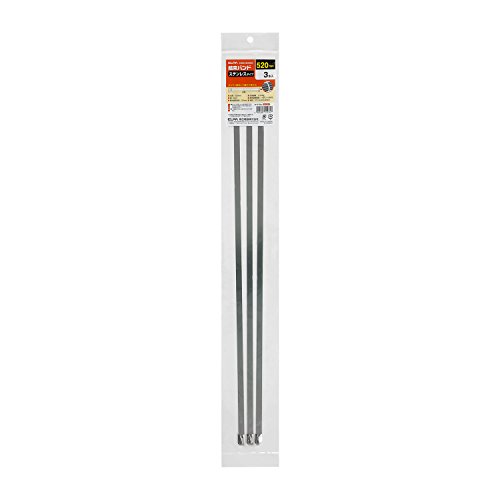 ●全長：520mm。●幅：8mm。●最大結束内径：152mm。●引張強度：113.4kg。●使用温度範囲：-40℃〜+300℃。ELPA ステンレスバンド 520mm 朝日電器 【品番】KBNS-N520003