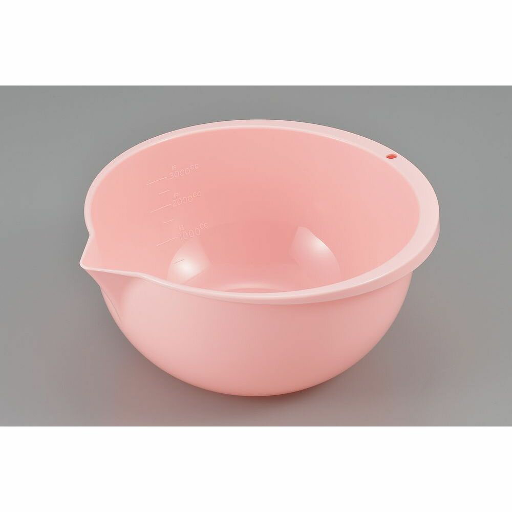 ・お料理の下ごしらえに便利な片口ボールです。内側に目盛付きです。商品サイズ:282×257×128mm商品重量:185g容量:4300ml材質:ポリプロピレン樹脂食器洗浄機:可電子レンジ:可