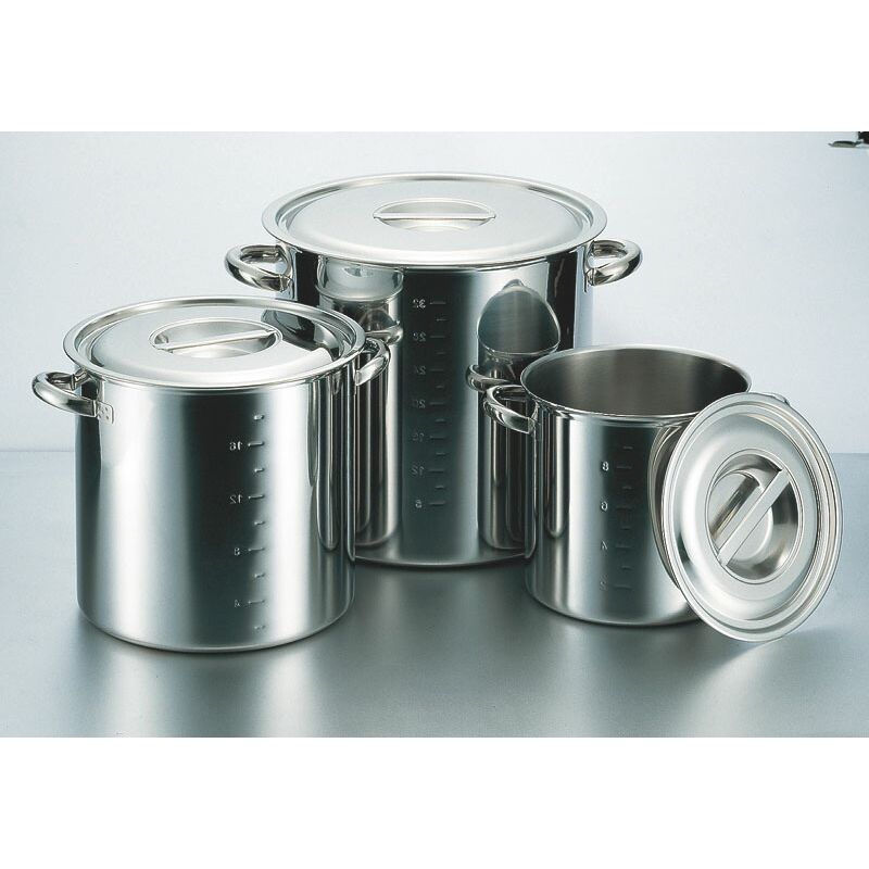 ※画像はシリーズ画像です。商品は単品です。●業務用厚底　高耐食ステンレスを使用した単層構造。見やすい目盛が付いて便利です。●すべての熱源に対応いたします。　ガスはもちろん200Vの電磁調理器・ハロゲンヒーター・シーズヒーターにも対応。●持ち...