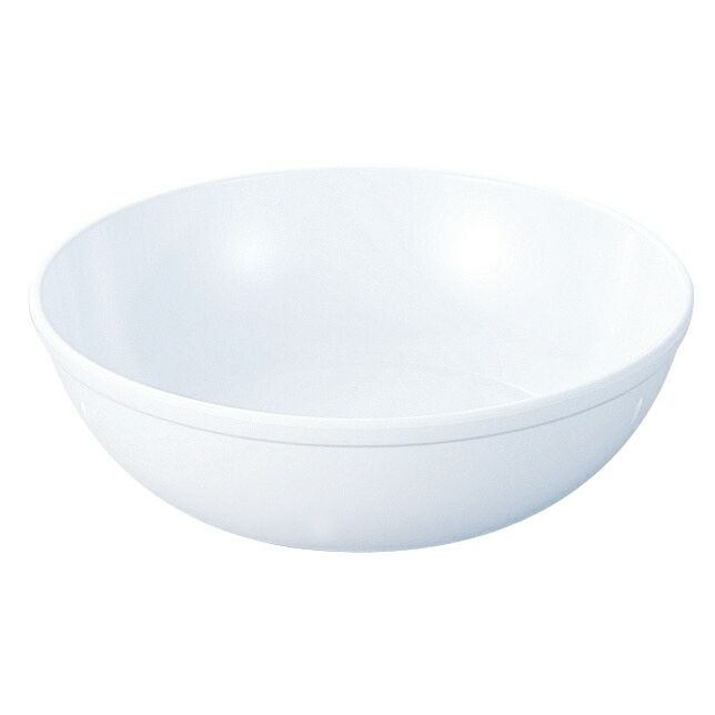 メラミン食器 白給食用食器などに。●耐熱温度:120℃食洗機使用可※電子レンジ使用不可規格:(A-2) No.46A外径×高さ/容量:φ150×H43mm/540cc材質:メラミン樹脂※画像は代表画像ですので、画像のサイズ感と実際のお届け商...
