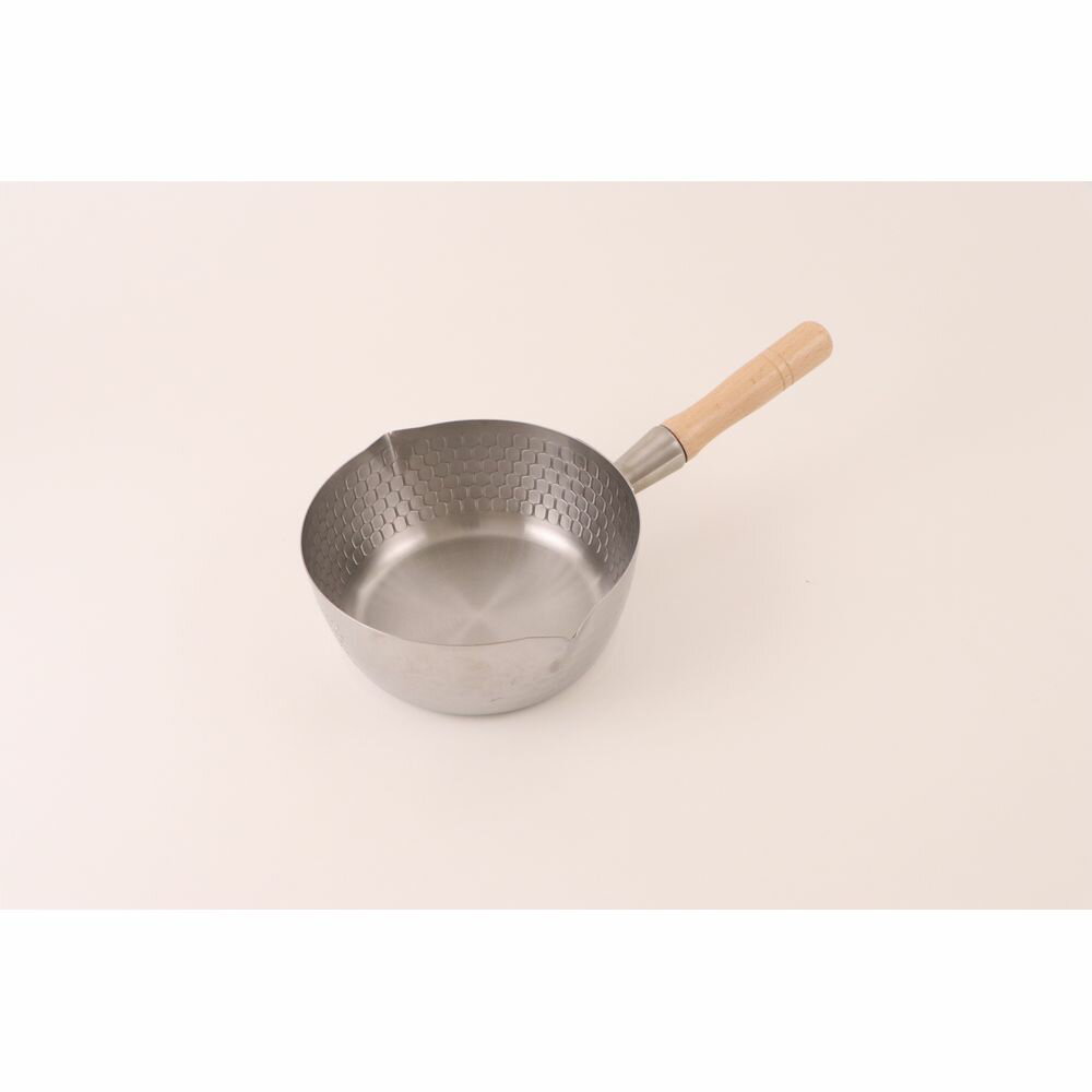 材質：18-0ステンレス　柄：天然木外幅×全長×高さmm：180×340×H75生産地：日本（燕三条）日本製[ 雪平鍋(IH) ものやさしシリーズ ]