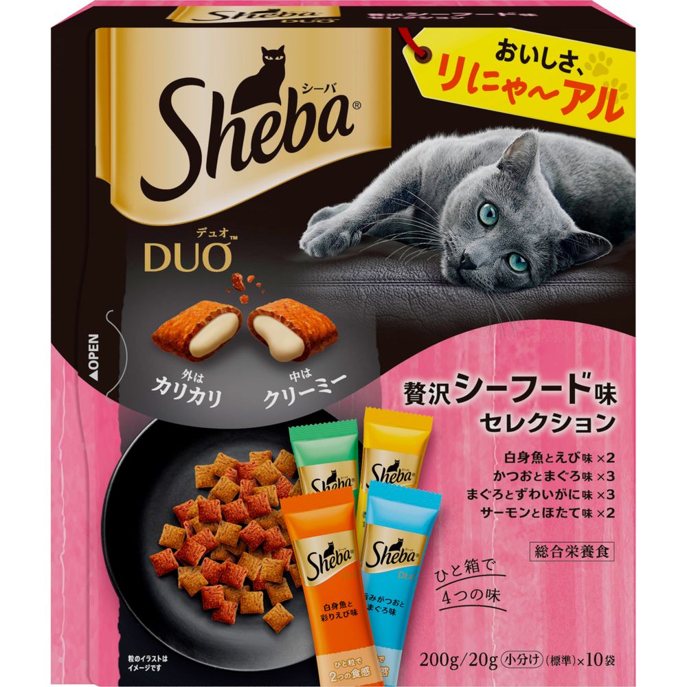 1粒で2つの食感、猫が夢中になるおいしさ贅沢な味わいのシーフードを中心に4つの人気素材をセレクトしました。・独自のクリスピー製法により、こんがり香ばしく焼き上げた外側のカリカリ層のサクサク食感と内側のクリーム層との2層粒で、食べたことのある...