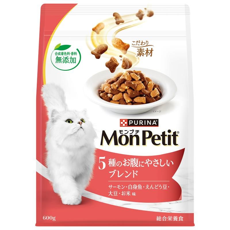 厳選した素材の美味しさを絶妙にブレンドこだわりのサーモンと淡泊な味わいの白身魚にえんどう豆と大豆を添えて。お腹に優しいお米を配合。厳選した5種の美味しさをブレンドしたお腹に優しいレシピ。安心の合成着色料、香料無添加。【原材料(成分)】穀類(...
