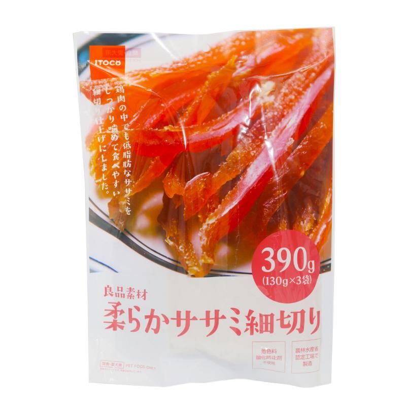しつけのごほうびにも最適なワンちゃん用おやつ！ヘルシーなササミをしっかり噛めて食べやすい細切り仕上げにしました。【原材料(成分)】肉類(鶏ササミ)、ピーナッツたん白、コーンスターチ、エンドウたん白、植物油脂、食塩、グリセリン、保存料(デヒド...