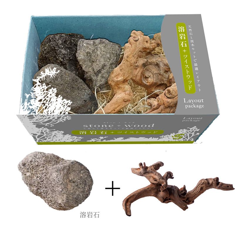 溶岩石とツイストウッドのセット厳選天然石と沈みやすいツイストウッドをセットにした小型水槽用レイアウトセットです。【材質/素材】石、流木【原産国または製造地】中国【保管方法】・乳幼児の手の届かない場所に保管してください【個装サイズ】170×7...