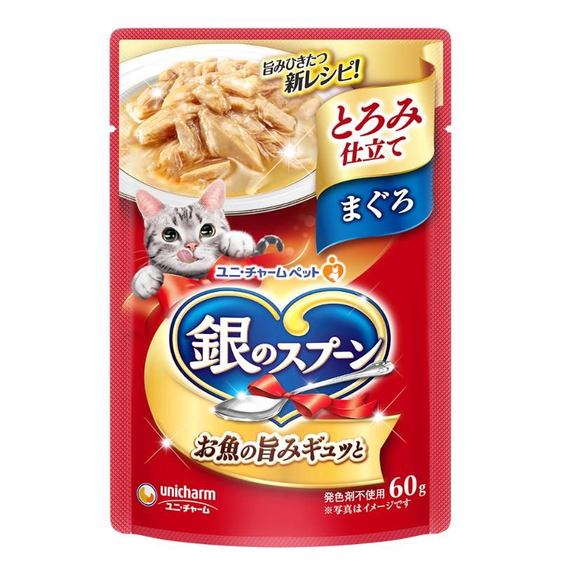 お魚の旨みギュッと！お魚のおいしさたっぷり。とろける旨み仕立て。【原材料】魚介類(まぐろ、かつお、フィッシュエキス)、酵母エキス、増粘安定剤(加工でん粉、増粘多糖類)、調味料【保証成分】タンパク質10.0％以上、脂質0.3％以上、粗繊維0....