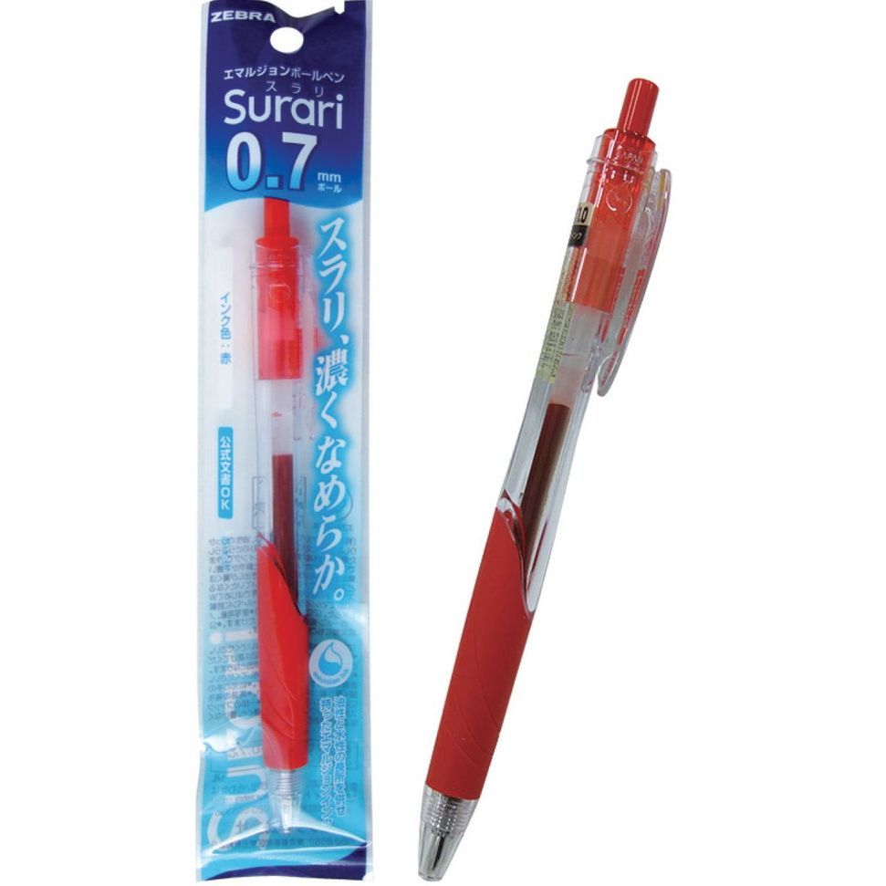 ●「ゼブラ エマルジョンボールペンスラリ0.5赤 P-BN11-R」は、油性とジェルを混合させた新インク搭載。油性とジェルの長所を兼ね備え、従来よりも濃くなめらかに書けます。0.7ミリ 赤インク。●本体：再生ポリカーボネイトグリップ：エスト...