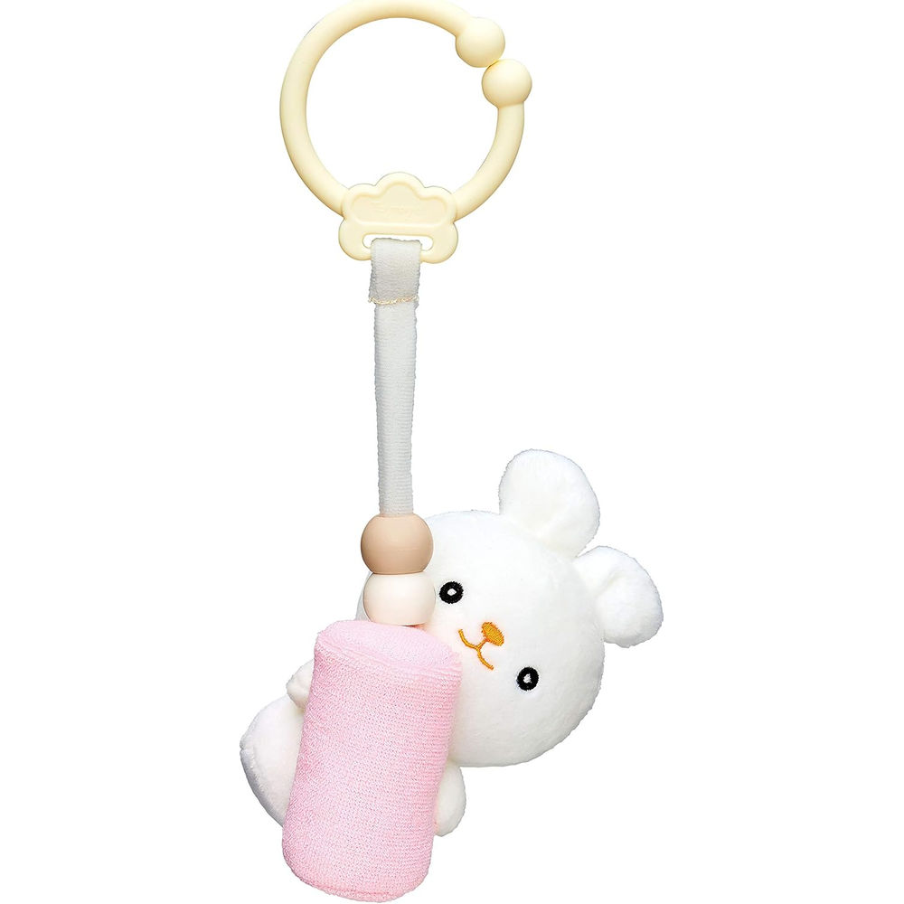 【ふわもち! 幸せ触感のおでかけチャイム】赤ちゃんもにっこりする、気持ちのよい肌触りのウサギさん。大きめサイズでつかみやすい! ぎゅ〜っとにぎって触ってね!【やさしいチャイムの音色】振るとコロンコロンとやさしいチャイムの音がします。他にもビ...