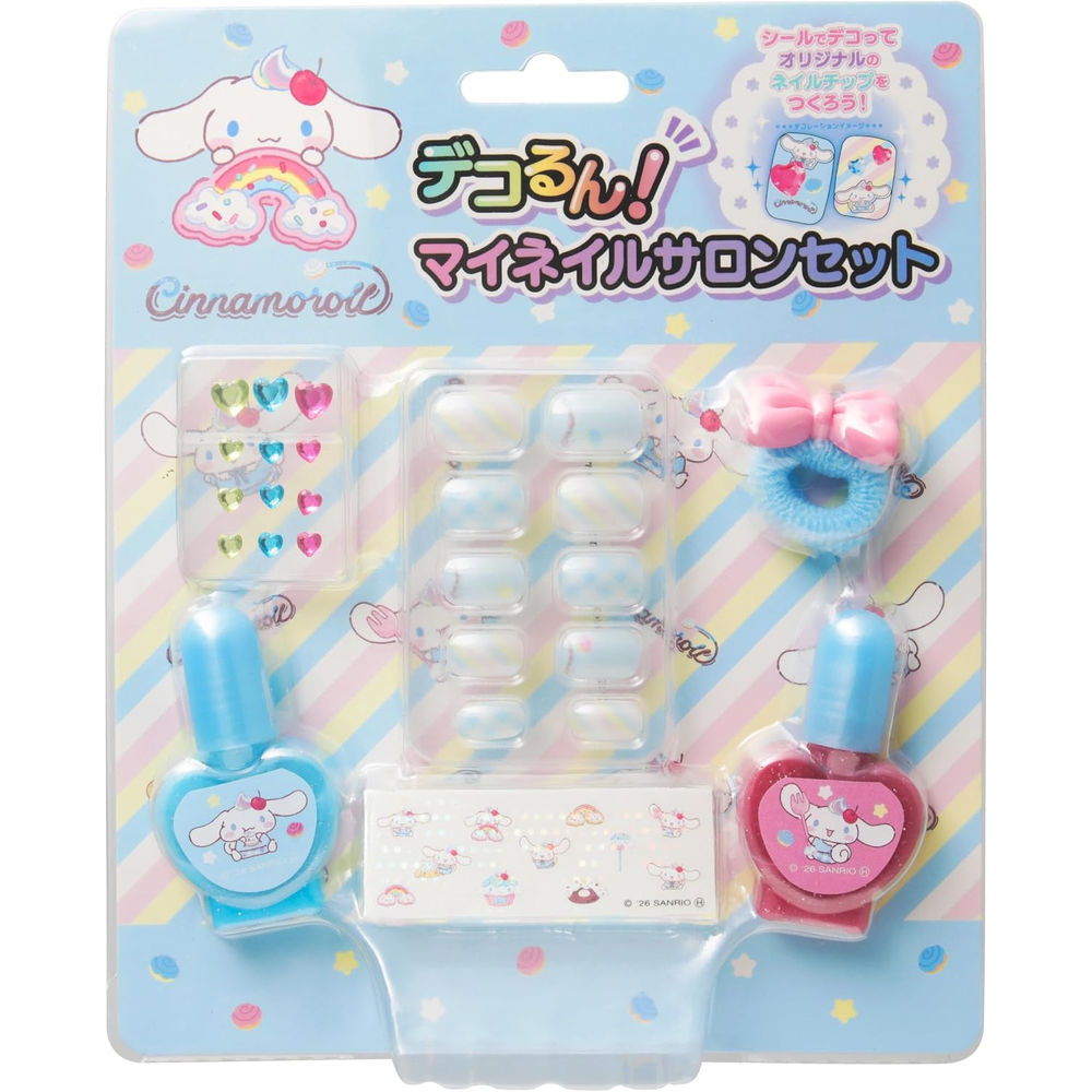 「シナモロール」のオリジナルネイルチップを自分でデコって作れちゃう♪自分だけのオリジナルのネイルチップをつくろう！ベースのデザインが入ったネイルチップに、付属のホログラムシールやストーンシールを使って自由に可愛くデコっちゃお！デコったネイル...