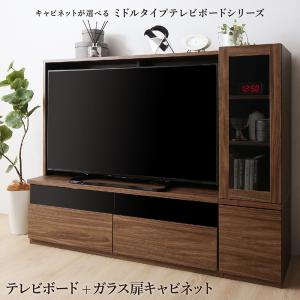 ミドルタイプテレビボードシリーズ 【city sign】シティサイン 2点セット(テレビボード+ガラス扉キャビネット) ウォルナットブラウン■テレビボード【サイズ】（約）幅120×奥行45×高さ115cm【内寸サイズ／仕様】　テレビエリア：...