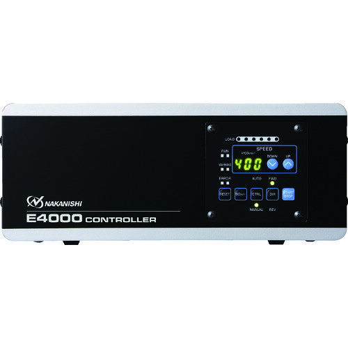 【注意事項】【特長】●E4000シリーズ用コントローラです。【用途】【仕様】●最大出力(W)：1200●回転速度(min［［の−1乗］］)：1000〜40000●電源(V)：AC200〜240(プラグなし)●定格出力(W)：400●幅(mm...