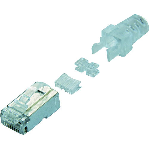 【注意事項】【特長】●FTP、UTPケーブル用モジュラープラグです。●AWG24単線/より線またはAWG26単線のドレインワイヤーを持つアルミフォイルのシールドケーブル（FTP、UTP）に適用します。●シールドシェル一体型の1パーツ校正で簡...