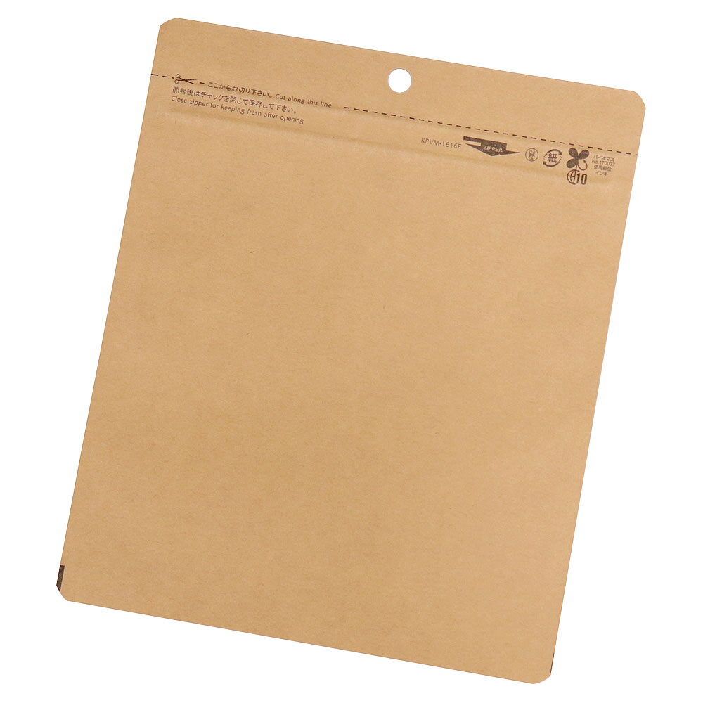 型番 KRVM-1616F サイズ（mm） チャック上32+チャック下160x幅160 入数 50枚入 構成 未晒クラフト紙60g//アルミ蒸着PET#12//LLDPE#30 メーカー 生産日本社 特長 ・クラフト紙基材の自然な風合い・高...