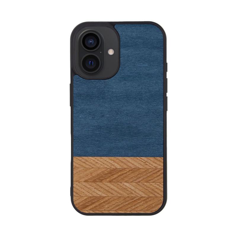 Man&amp;Wood iPhone 16 ケース MagSafe対応 天然木 [ 木製 スリム ウッド 耐衝撃 高耐久 防塵 着脱しやすい ストラップホール付き ワイヤレス充電 ] アイフォン 保護カバー Denim (デニム) I27...