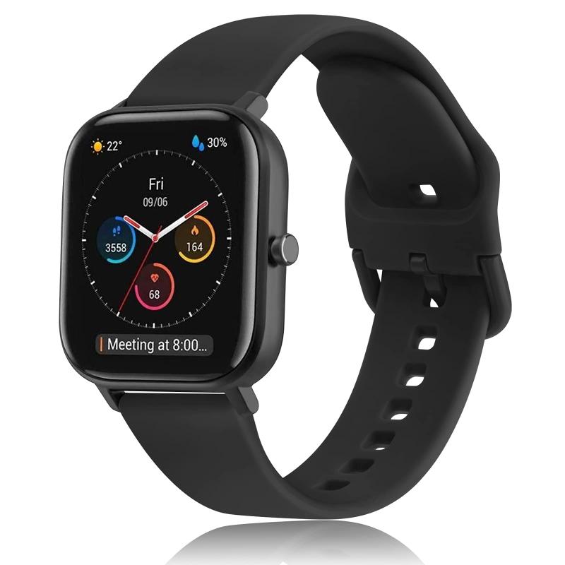 [Amzpas] 20mm バンド for Amazfit GTS 4 Mini/GTS 4/GTS 3/GTS 2, Bip U Pro/Bip 3/Bip 3 Pro バンド 交換用ベルト 柔らかい シリコンバンド 調節可能 (ブラック...