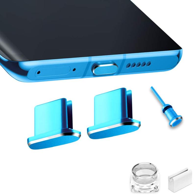 VIWIEU USB Type C キャップ コネクタ防塵保護カバー、 携帯タイプc ポート充電穴端子防塵プラグ 精密アルミ製で が 超耐久 SIMカード取り出す 防塵 防砂 防水 タブレット/スマホ対応 (2個 青) 紛【USB C 保護...