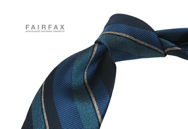 ギフト対応 ★左の画像をクリックすると拡大表示されます。 色　柄 ダークネイビー×ブルー×ターコイズ×オフホワイトのストライプ柄 素　材 SILK 100% 大剣幅 約8cm 生産国 日本製　MADE IN JAPAN ・パソコンの性質上、...