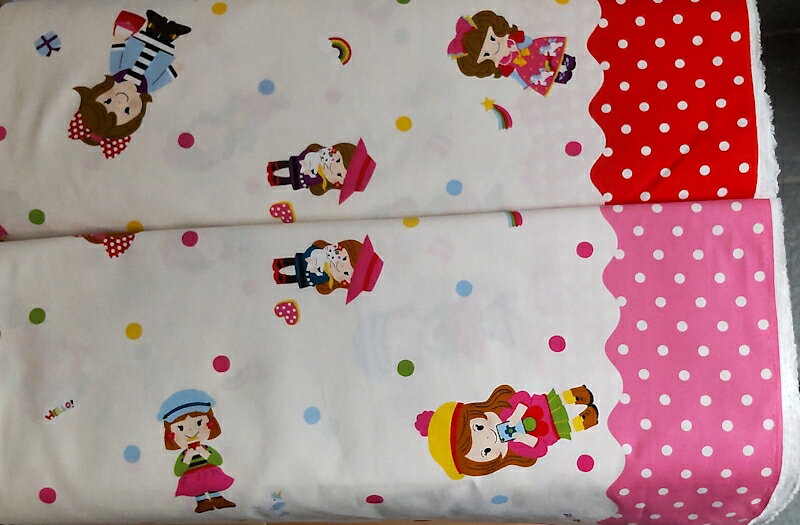 かわいい女の子　Girl・POPFun　ガールポップファン　ピンク　レッド　赤　桃　お姫様★　生地巾110cm　厚手オックス生地　日本製　綿100％ ★　ゆうパケット便で3mまでお送りできます ※ゆうパケット便の厚さ3cmを超えた場合は、レ...