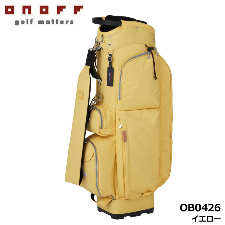 オノフ OB0426 キャディバッグ イエロー(26) 軽量 カート型 9型 2.9kg 軽量で耐久性に優れたナイロンツイル素材に綿をボンディングした、カジュアルで柔らかな風合いが特長のONOFF定番モデル。 本革のピスネームが上質なアクセ...
