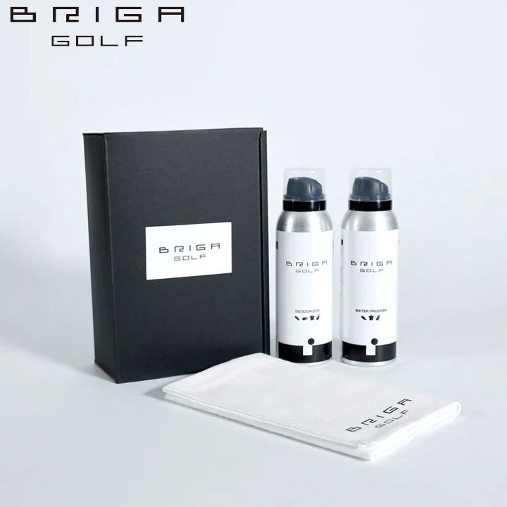 ブリガゴルフ デオ＆ガードセット DEO & GUARD SET プレー後のゴルフシューズ・ウェア・キャップ・バッグ等に使いたい除菌・消臭スプレーと、プレー中の突然の雨・泥汚れ・紫外線からシューズやウェアを守る防水・防汚スプレー、専用クロス...