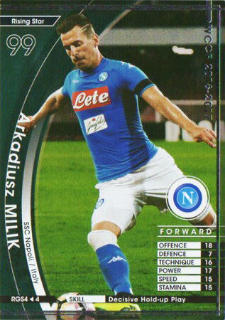 RGS4/アルカディウシュ・ミリク■国籍：POL■ポジション：FW■オフェンス：18■ディフェンス：7■テクニック：16■パワー：17■スピード：15■スタミナ：15■総合値：88■スキル：決定機を生むポスト■チームスタイル：ポストプレイ重...