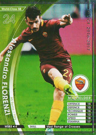 WSB3/アレッサンドロ・フロレンツィ■国籍：ITA■ポジション：MF■オフェンス：15■ディフェンス：10■テクニック：16■パワー：13■スピード：18■スタミナ：17■総合値：89■スキル：広大なクロスレンジ■チームスタイル：アーリー...