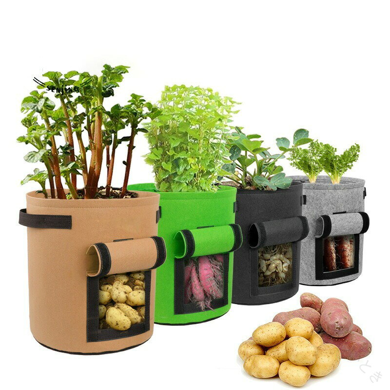 【3個セット】不織布ポット プランター 植物栽培バッグ 植え袋 不織布 プランター フェルト 野菜栽培 バッグ ジャガイモ トマト ニンジン ガーデン 園芸 植物育成 野菜栽培 発育促進 家庭菜園 室内栽培用お庭の野菜つくりやベランダ菜園・...