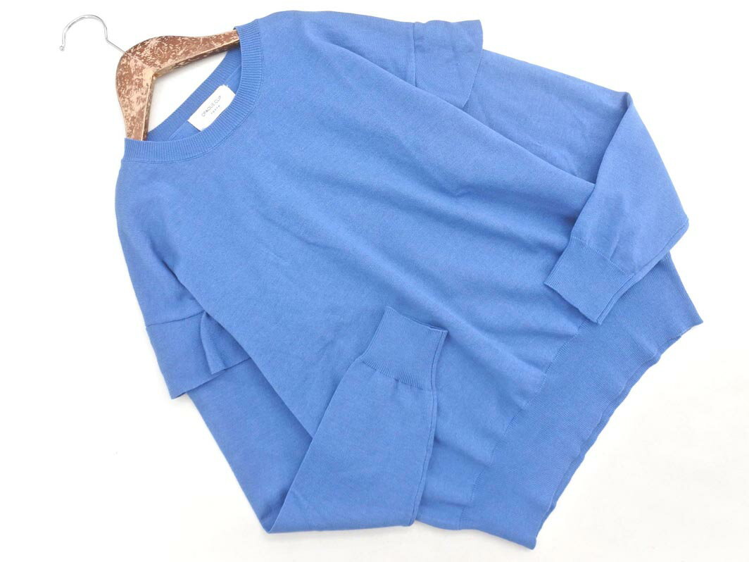 OPAQUE オペーク フリル ニット セーター size38/青 ■◇ ☆ gdc0 レディース 後ろ面・右肩に引っ掛けがございます。（各箇所のヨゴレやダメージに関しましては、写真をご参照ください）他に状態の気になる箇所はございません。全...