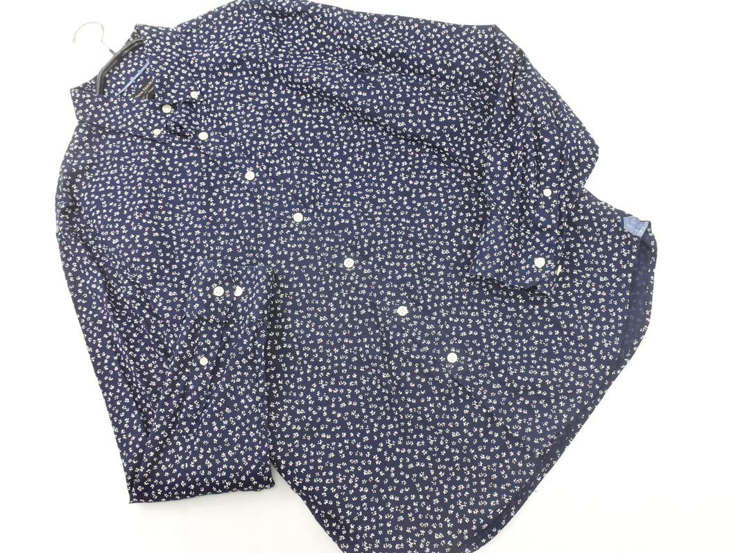 BANANA REPUBLIC バナナリパブリック 花柄 ボタンダウン 長袖 シャツ sizeL/紺 ■◇ ☆ gec9 メンズ 商品に目立つヨゴレなど無く、USEDとして良い状態です。 表記サイズ：L 実寸サイズ： 肩幅44cm身幅（脇下...