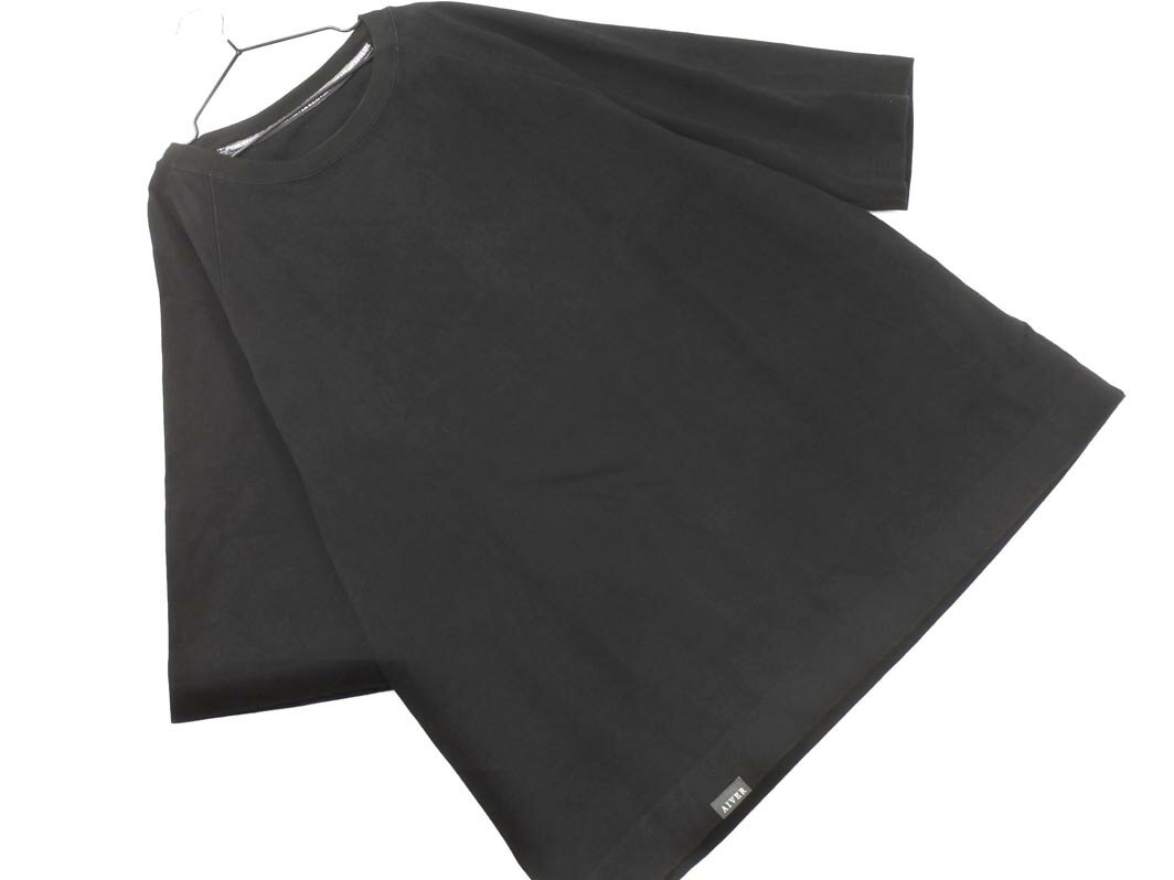AIVER アイバー アンティローザ ユニセックス 5分袖 カットソー sizeM/黒 ■◇ ☆ gec0 レディース 商品に目立つヨゴレなど無く、USEDとして良い状態です。 表記サイズ：M 実寸サイズ： 肩幅-身幅（脇下）58cm後ろ着...