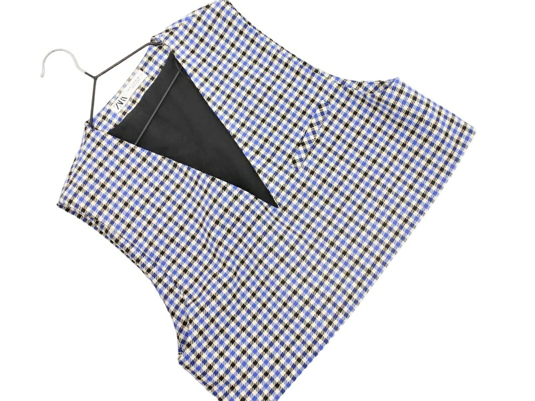 ZARA ザラ チェック ジレ ベスト sizeM/黒x青 ◇■ ☆ fib9 レディース 裏地：あり　品質タグが切られているため、素材の詳細は不明です。商品に目立つヨゴレなど無く、USEDとして良い状態です。 表記サイズ：M 実寸サイズ：...