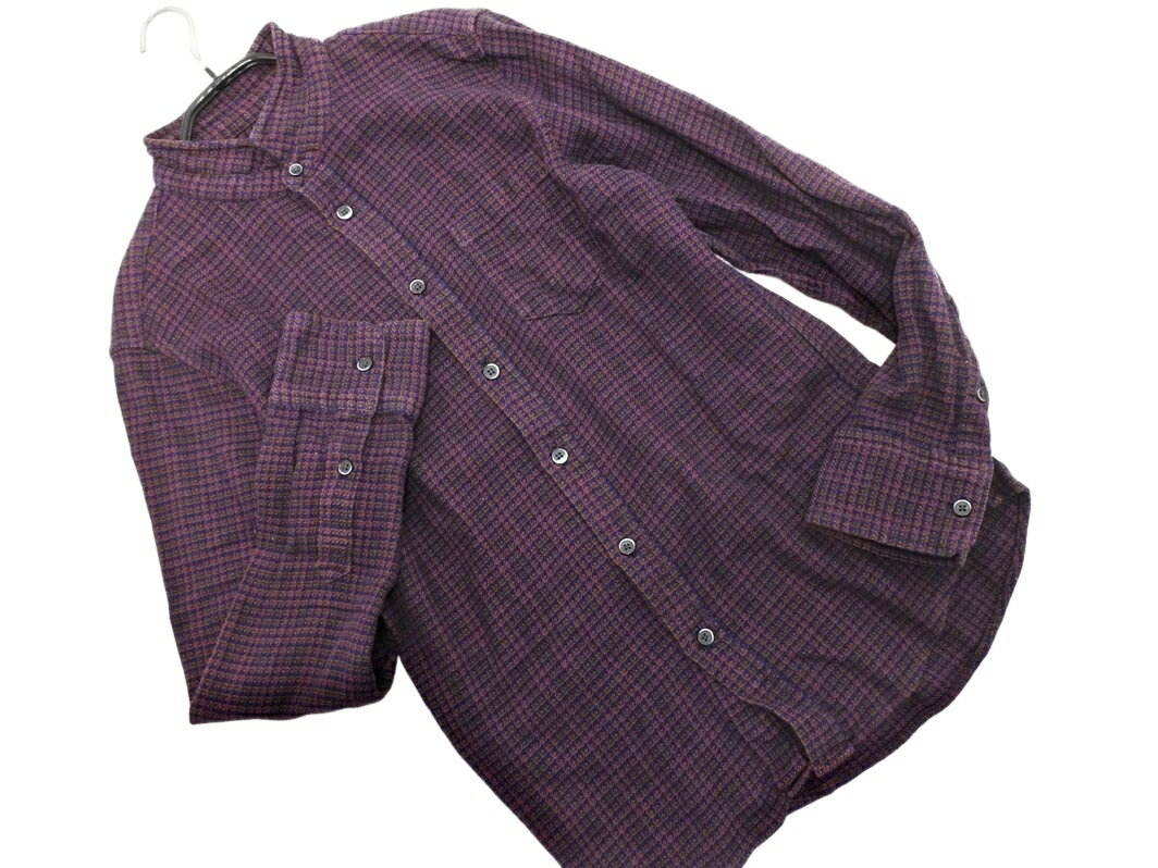 MICHEL KLEIN ミッシェルクラン homme 千鳥柄 シャツ size46/紫 ◇■ ☆ flc3 メンズ 商品に目立つヨゴレなど無く、USEDとして良い状態です。 表記サイズ：46 実寸サイズ： 肩幅39cm身幅（脇下）43cm...