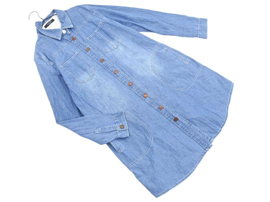 chocol raffine robe ショコラフィネローブ デニム シャツ ワンピース sizeM/青 ◇■ ☆ flb5 レディース 前面・身ごろ左下にヨゴレがございます。（各箇所のヨゴレやダメージに関しましては、写真をご参照ください）...