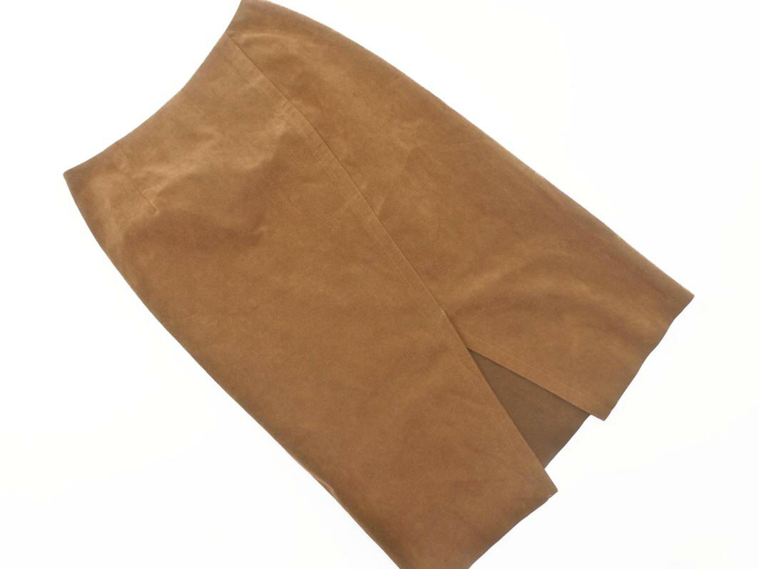 dolly sean ドーリーシーン スウェード調 スリット タイト スカート size1/茶 ◇■ ☆ gac8 レディース 裏地：あり　ファスナー：左サイド　商品に目立つヨゴレなど無く、USEDとして良い状態です。 表記サイズ：1 実寸...