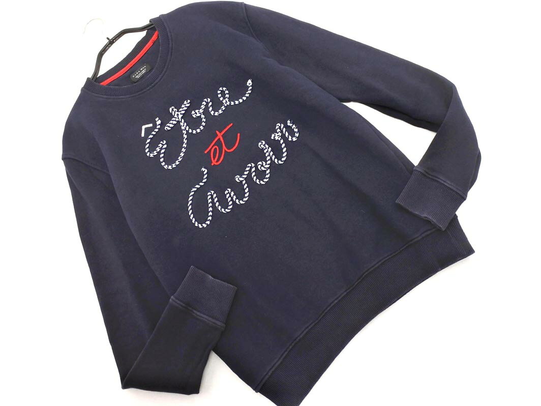 ZARA MAN ザラ マン スウェット sizeS/紺 ◇■ ☆ flb5 メンズ 前面・右袖先にスレがございます。前面・左袖先にスレがございます。後ろ面・左袖先にスレがございます。後ろ面・右袖先にスレがございます。（各箇所のヨゴレやダメ...