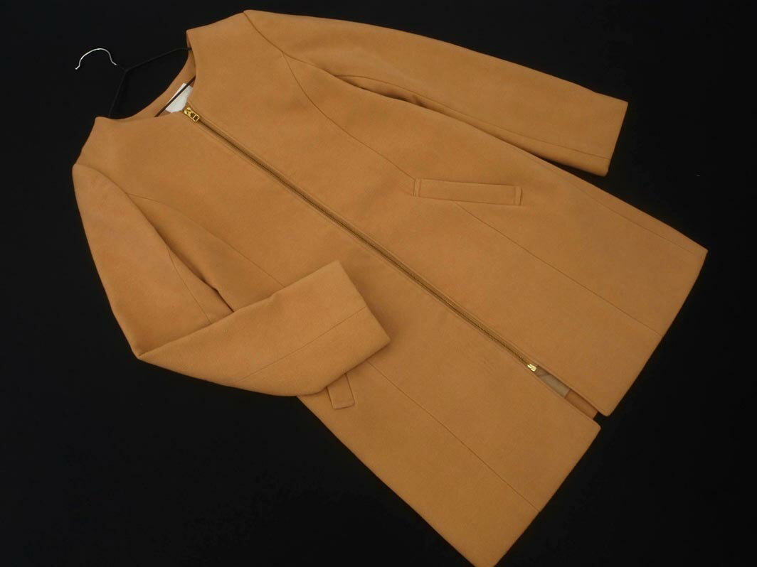 INDEX インデックス ノーカラー コート sizeS/ベージュ ◇■ ☆ fhc1 レディース 裏地：あり（総裏地）　商品に目立つヨゴレなど無く、USEDとして良い状態です。 表記サイズ：S 実寸サイズ： 肩幅37cm身幅（脇下）44c...